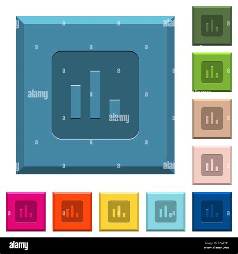Chart Engraved Icons On Edged Square Buttons In Various Trendy Colors Stock Vector Image And Art
