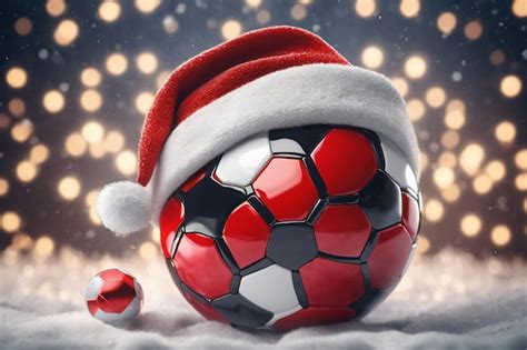 Premium Photo Santa Hat On Top Of A Soccer Ball Christmas Wallpaper
