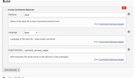 Comments Remover Jenkins Plugin