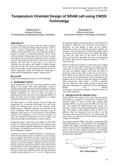 Pdf Temperature Oriented Design Of Sram Cell Using Cmos