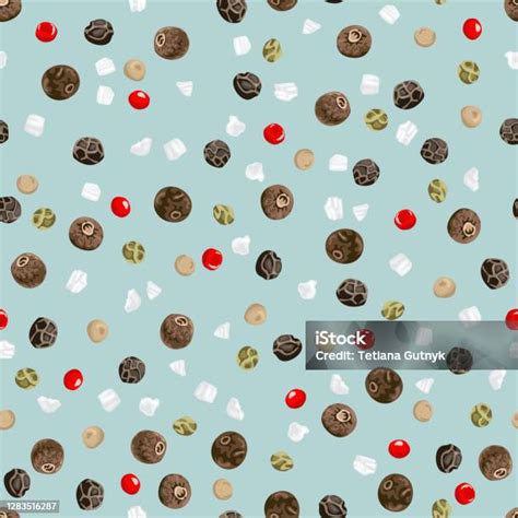 향신료 매끄러운 패턴 올스파이스 말린 완두콩 소금 음식 배경 만화 플랫 스타일의 벡터 일러스트레이션 건강한 식생활에 대한 스톡 벡터 아트 및 기타 이미지 Istock