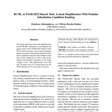 rcml at tsar 2022 shared task lexical simplification with modular