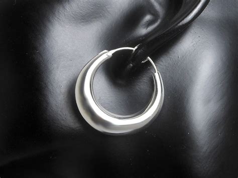 Sterling Silver Moon Phase Hoop Earrings 30mm Sup Silver Sup Silver