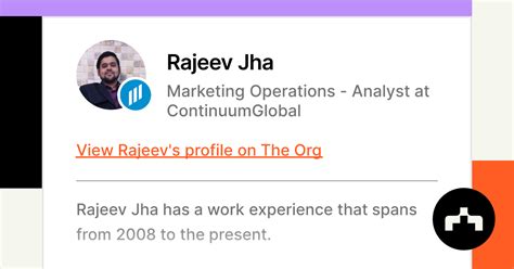 Rajeev Jha Marketing Operations Analyst At Continuumglobal The Org