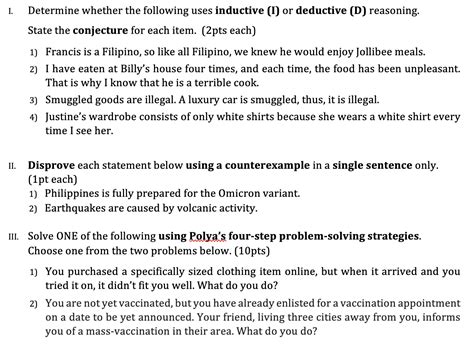 Solved I Determine Whether The Following Uses Inductive 1