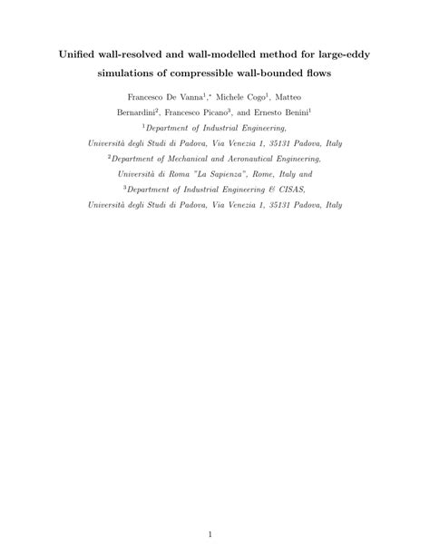 Pdf A Unified Wall Resolvedwall Modelled Method For Large Eddy