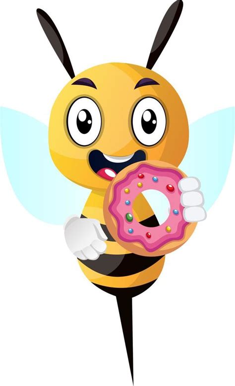 Bee With Dount Illustration Vector On White Background 13603880