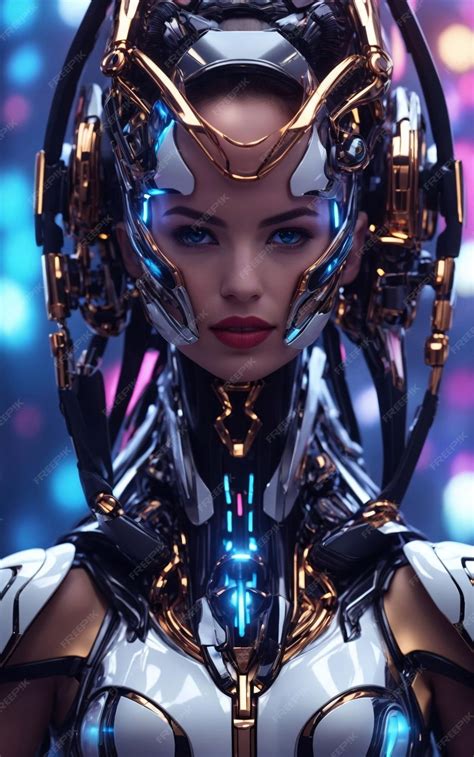 Premium Ai Image Futuristic Cyborg Woman