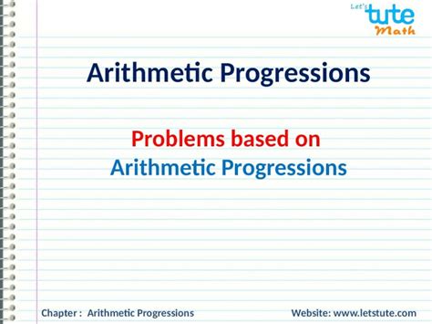 Pptx Arithmetic Progressions Problems Based On Arithmetic