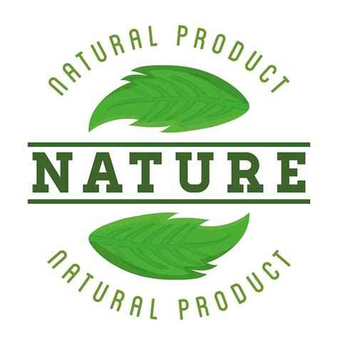 Emblema De Producto Natural Con Icono De Hojas Vector Premium