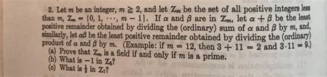 solved let m ﻿be an integer m≥2 ﻿and let zm ﻿be the set of