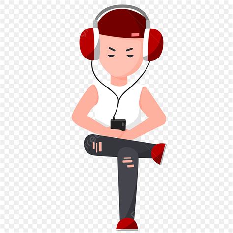 음악을 듣는 트렌디 한 남자 일러스트 다리를 기울이기 착용 헤드폰 음악 듣기 Png 일러스트 및 Psd 이미지 무료 다운로드 Pngtree