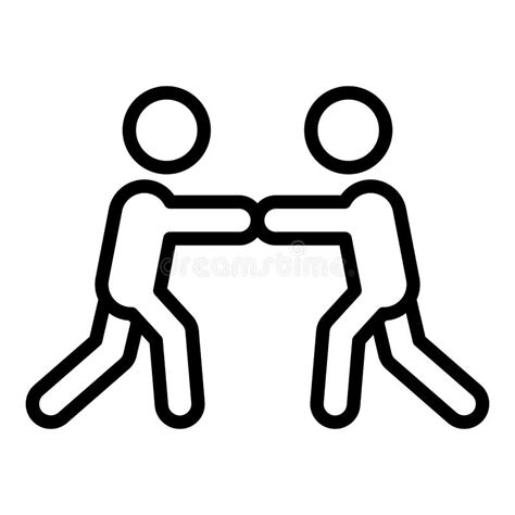 Fight Defense Icon Outline Vector People Attack Stock Vector