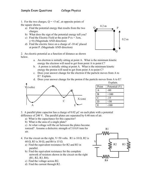 Sample Exam Questions College Physics 1 For The Two Charges Q