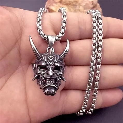 Japanese Street Oni Samurai Necklace Punk Pendant Necklace Vintage Men