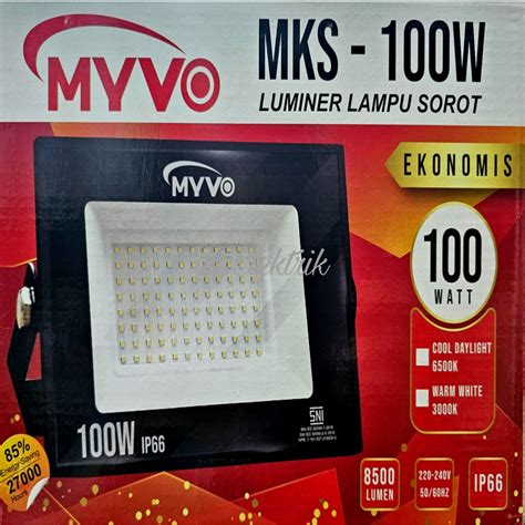 MYVO Lampu Sorot LED Watt Cool Daylight K Putih Lampu Tembak LED Watt IP