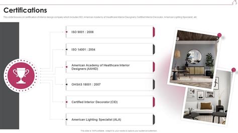 Certifications Interior Design Company Profile Ppt Ideas Presentation Graphics Presentation
