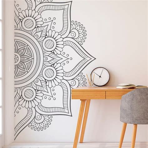 Mandala In Half Wall Sticker Wall Decal Decor For Home Etsy