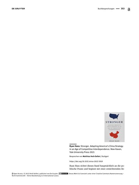Pdf Ryan Hass Stronger Adapting Americas China Strategy In An Age