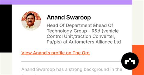 Anand Swaroop Head Of Department Andhead Of Technology Group Randd