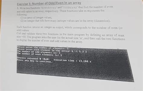 solved 1 write two functions evenarray and oddarray