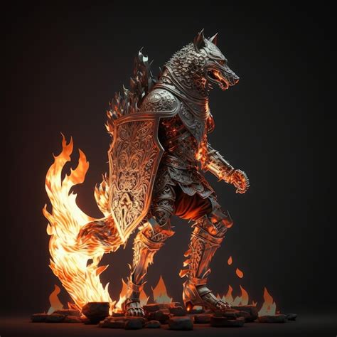 Premium Photo A Fire Fighter With A Shield And A Fire On It