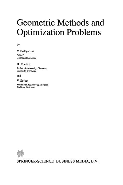 pdf geometric methods and optimization problems kluwer dordrecht