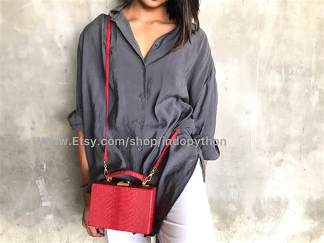 Python Bag Snakeskin Purse Python Purse Python Handbag Snakeskin Bag Trunk Purse Red Purse