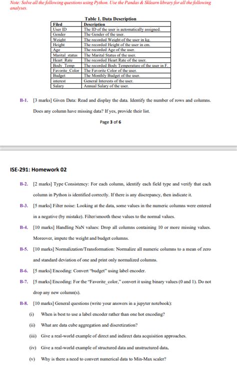 Note Solve All The Following Questions Using Python