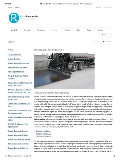 Bitumen Emulsion Emulsion Bitumen Cationic Emulsion Anionic