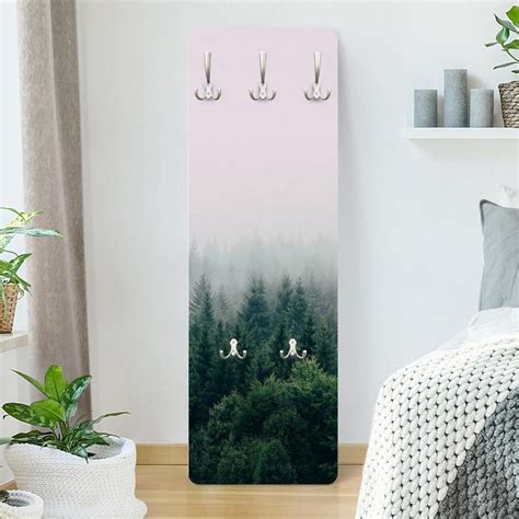 Bilderdepot24 Garderobenpaneel Grün Bäume Wald Natur Wald Im Nebel