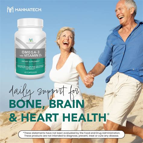 Mannatech Omega 3 Com Vitamina D3 Para Saúde Óssea Coração E Cognitiva Feito De Óleo De Peixe
