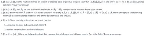 Solved 1 6 Pts Let R1 Be The Relation Defined On The Set