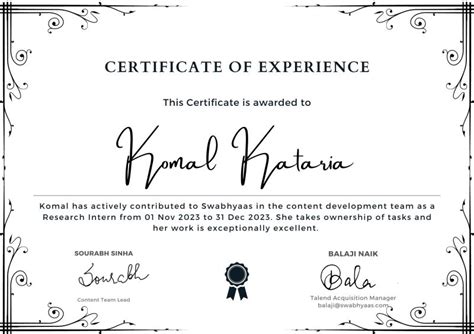 Komal Kataria On Linkedin Completed Internship With Swabhyaas As A