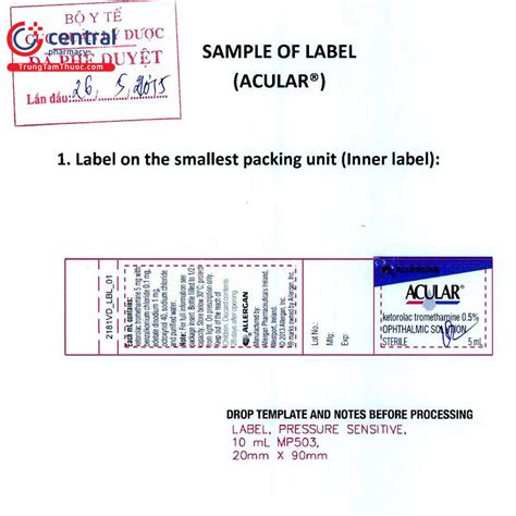 Thuốc Acular 5ml điều Trị Viêm Mắt Sau Khi Mổ đục Thủy Tinh Thể