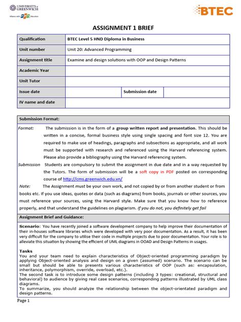 Unit 20 Assignment Brief 1 Pdf