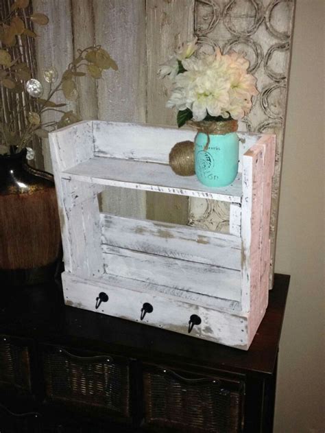 Rustic Shelf With Hooks Rustic Shelves Decor Pallet Table