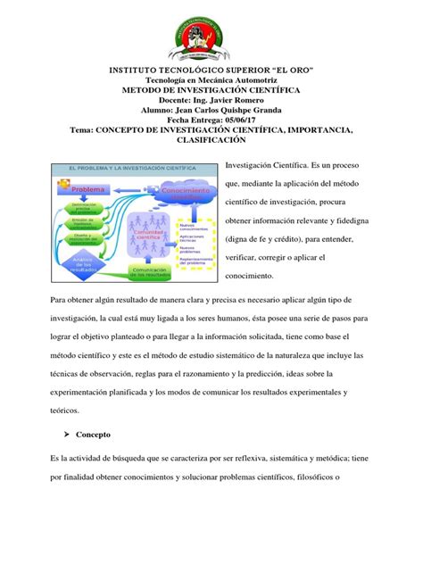 Concepto De Investigacion Cientifica Pdf Método Científico Science