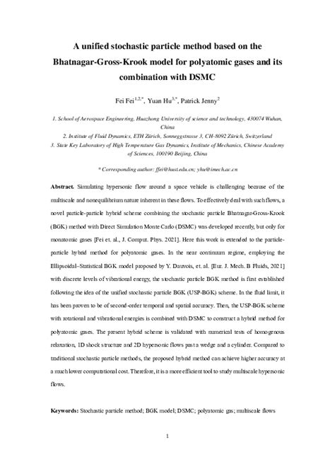 Pdf A Unified Stochastic Particle Method Based On The Bhatnagar Gross