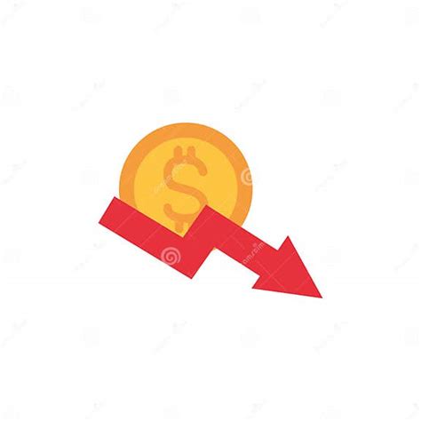 Decrease Arrow Coin Money Flat Image Style Stock Vector Illustration