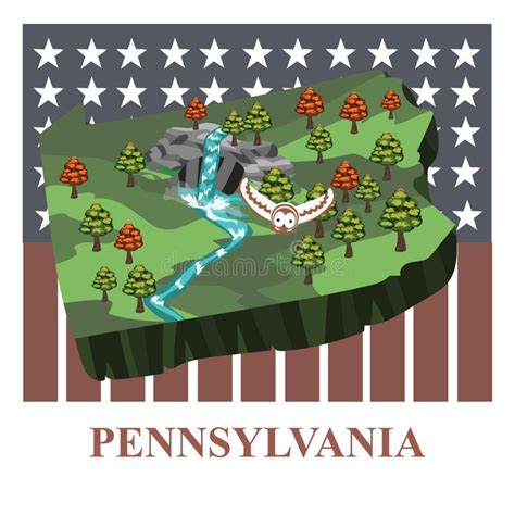 Pennsylvania State Map Vector Illustration Decorative Design Stock