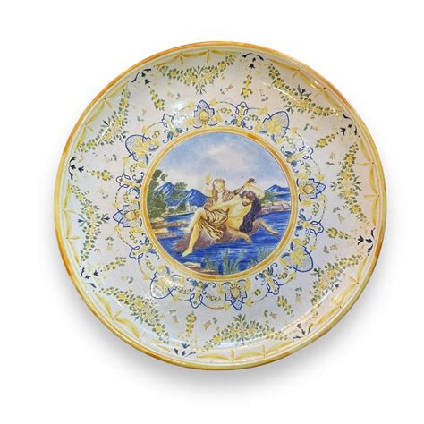 Proantic Important Plat En Faïence Polychrome XIXeme