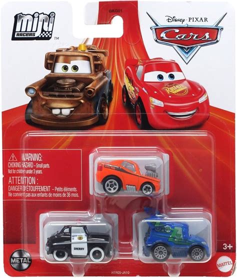 Disney Pixar Cars Mini Racers 3 Pack Includes Snot Rod Dj Sheriff