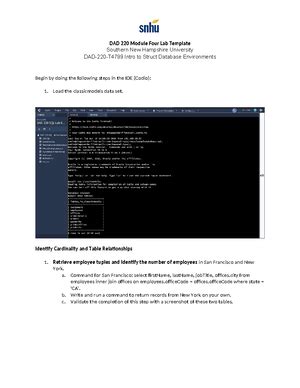 DAD Module Module Two Lab Southern New Hampshire University DAD T Intro To