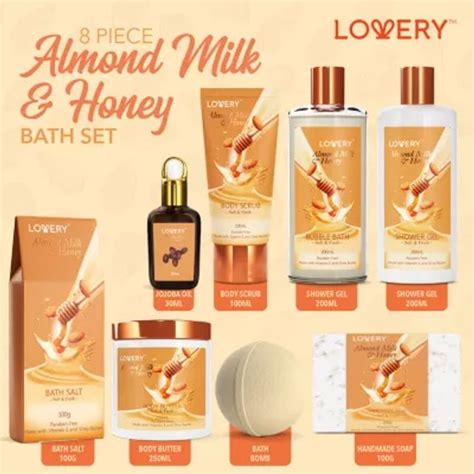 Lovery Almond Milk And Honey Home Spa T Set 9pc Bath And Body Kit