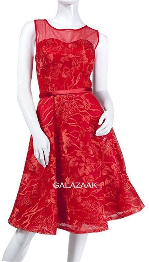 Cocktailjurk rood met kant Dé Galajurken Outlet