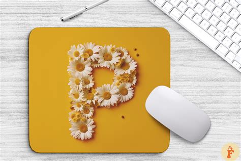 Elegant Daisies Letter P Mouse Pad Graphic By Foxmia · Creative Fabrica