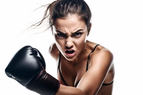 Premium Ai Image Sporty Fit Latin Woman During Boxing Exercise Making
