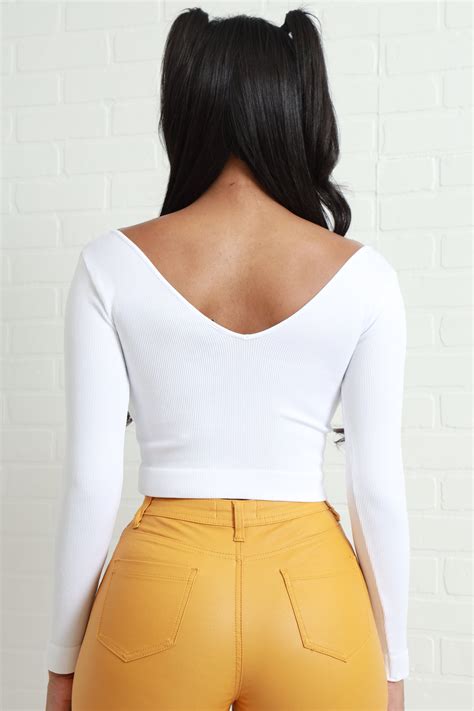 Vibe Check Ribbed V Neck Crop Top White Swank A Posh