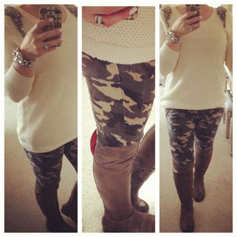 Stassi Schroeder Embellished Shoulder Sweatercamo Pantsover The Knee Boots Spring Summer